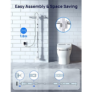 Homyeko Electric Spin Scrubber for Bathroom, Scrubber Cleaning Brush, Shower Scrubber with Long Handle, Power Scrubber Brush for Tub, Floor, Car Wheel, Tile Cleaning, 5 Replaceable Brush Heads