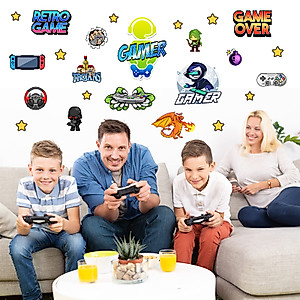 Gamer Room Decor,Gaming Wall Decals Sticker Boys Room Decor,Glow in The Dark Video Game Wall Stickers,Game Wall Decals for Gamer Bedroom Playroom