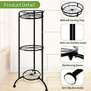 Lilybud--lily Plant Stand Indoor Outdoor, 3 Tier Plant Stands for Indoor Plants 35'' Tall Plant Shelf Metal Plant Holder Heavy Duty Flower Stand for Patio Garden Deck Living Room