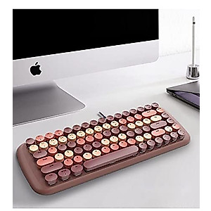 Mechanical Keyboard Wired 84 Keys Gaming Keyboard Mixed Color Retro Round Keycaps Keyboard for PC Gamer/Office/Home ​Computer (Color: Chocolate/Cherry Blossom Pink) (Color : Chocolate)