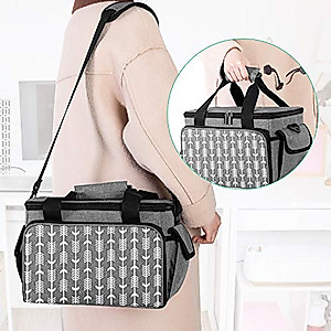 YARWO Carrying Case Compatible with Cricut Joy and Easy Press Mini, Storage Bag for Craft Pens and Other Tool Set, Gray with Arrow