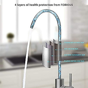 FORIOUS Water Filter Faucet, Drinking Water Faucet Fits Most Reverse Osmosis and Water Filtration System for Kitchen Bar Sink, Lead-Free Stainless Steel Reverse Osmosis Faucet, Non-Air Gap RO Faucet