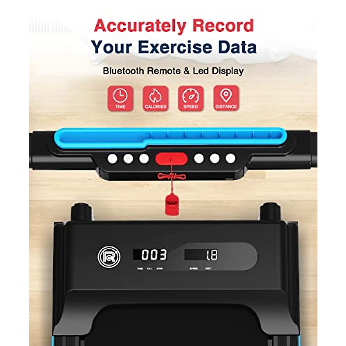 REDLIRO Under Desk Treadmill, 2 in 1 Motorized Portable Foldable Treadmill Compact Fold Up Walking Pad, Sturdy Folding for Small Space with Remote Control, LED Display Home & Office Use