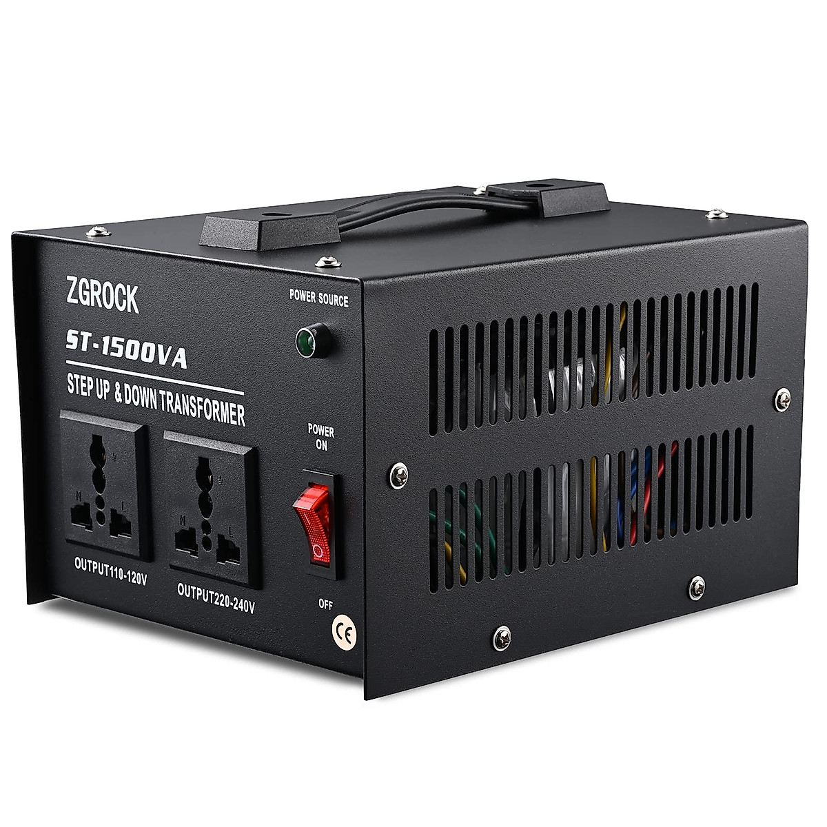 ZGROCK 1500W Voltage Converter Transformer Heavy Duty Step Up/Down- 110 / 220V- Circuit Breaker Protection