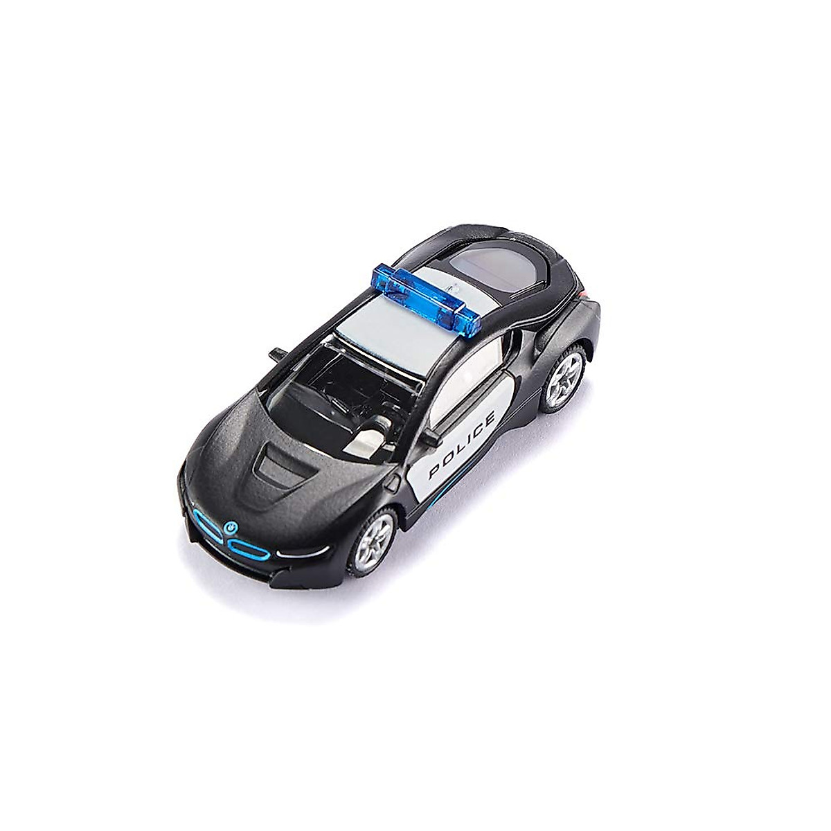 Siku 1533, BMW i8 US Police Car, Metal/Plastic, Black/White, Versatile, Toy Vehicle for Children