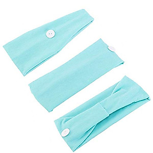 CÉLLOT 12 Pack Boho Wide Headband with Button Elastic Turban Hair Band Yoga Head Wraps for Women Girls Nurse and Doctor