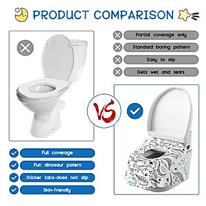 Toilet Seat Covers Disposable for Kids and Adults, YIHATA 40 Pack Extra Large Waterproof Toddler Potty Training Toilet Cover Individually Wrapped Potty liners for Public Restroom, Travel(Dinosaur)