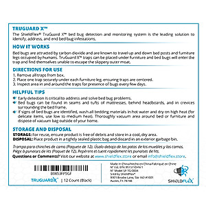 Bed Bug Trap — 12 Pack | TruGuard X Bed Bug Interceptors (Black) | Eco Friendly Bed Bug Traps for Bed Legs | Reliable Insect Detector, Interceptor, and Monitor for Pest Control and Treatment