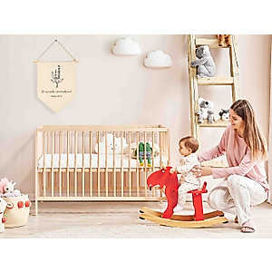 Nursery Scripture Bible Verse-Christian Botanical Decor-Canvas Hanging Pennant Flag Banner Wall Sign Decor Gift for Nursery Bedroom Playroom Front Door Baby Kids Girl Boy Teen- Birthday Christmas Gift