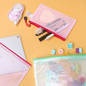 Yclin 16pcs 8 Sizes Mesh Zipper Pouch,Waterproof Zipper Bags,for Board Games Toys Storage, 8 Sizes Waterproof Plastic Document Pouch,for Travel Accessories, Documents Cosmetics School Office Supplies