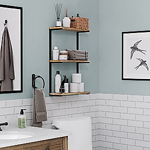 Wallniture Tivoli 3-Tier Floating Shelves Wall Bookshelf Living Room Decor Bathroom Organizer, Kitchen Organization & Office Decor Burnt Finish