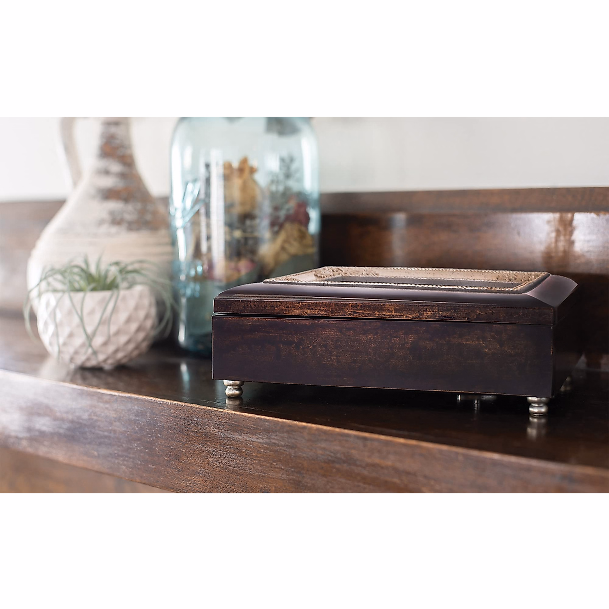 Cottage Garden Irish Blessing Road Rise Up Burlwood Jewelry Music Box Plays When Irish Eyes are Smiling