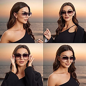 VIVIENFANG Oversized Aviator Sunglasses Womens Trendy 2025 Big Gold/Gradient PC Lens Desinger Sun Glasses for Women 87247E