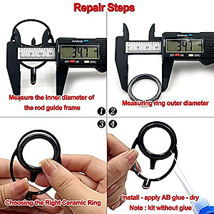 FishTrip Fishing Rod Eyelet Repair Kit 60Pcs Fishing Rod Repair Kit 12 Sizes Fishing Pole Ceramic Guides Rings Replacement Kit