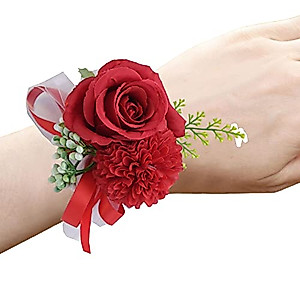 ADJ Wrist Flower - Handmade Artificial Rose Flower Wrist Corsage | Wristband Hand Flowers Wrist Corsage Bracelets, Corsage Wristlet Band for Wedding Bridesmaid Bridal Shower Prom Party