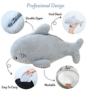 SANDOO Cool Shark Organizer Pouch - Fish Shaped Pouch for Organization for Kids,Funny Pouch, Cute Portable Pouch with Zipper for Boys Girls Teens Office Travel Plush Accessory, Birthday Gift