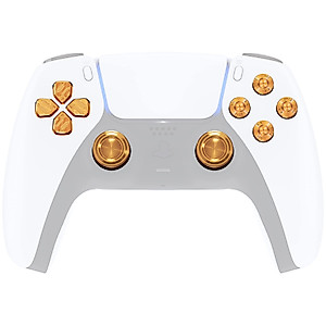 eXtremeRate Gold Metal Thumbsticks Dpad ABXY Buttons for PS5 Controller, Custom Replacement Aluminum Analog Thumbsticks & Action Buttons & Direction Keys for PS5 Controller - Controller NOT Included