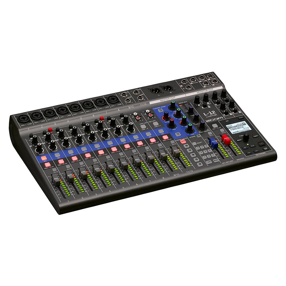 Zoom LiveTrak L-12 Digital Mixer & Multitrack Recorder, for Music, Podcasting, and More, 12-Input/ 14-Channel SD Recorder, 14-in/4-out USB Audio Interface, 5 Powered Headphone Outputs