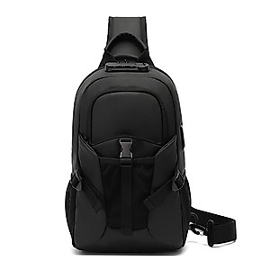 Xinteorao Anti Theft Sling Bag for Men Waterproof Crossbody Shoulder Bag Backpack with USB Charging Port Black