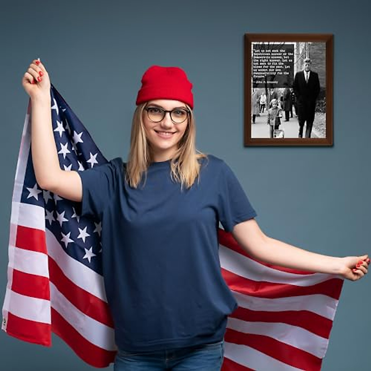 John F. Kennedy Quotes - Patriotic Wall Art Poster, This Motivational Wall Decor Poster Is An Ideal Inspirational Art For Home Decor, Bedroom Decor, Boys Room Decor, or 4th Of July, Unframed - 8x10