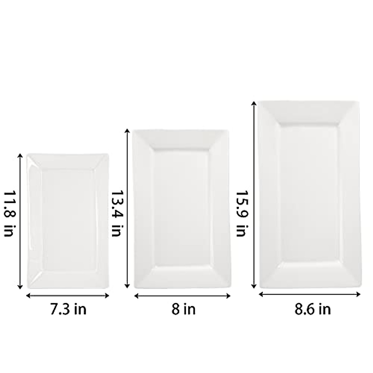 Suwimut 3 Pack White Serving Platters for Entertaining, Large Porcelain Serving Plates Rectangular Trays for Parties Serving Food, Fruit, Appetizers, Microwave and Dishwasher Safe