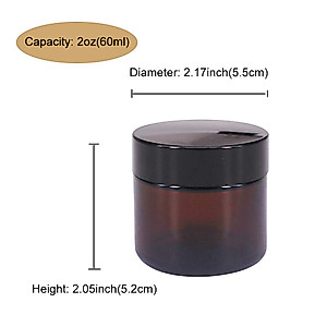 BPFY 24 Pack 2 oz Round Amber Glass Cosmetic Jars with Inner Liners and Black Lids, Travel Jars, Refillable Containers for Makeup, Cream, Lotion, Sugar Scrubs, Eye Shadow, Slime, Paint, Jewelry