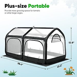 Quictent Greenhouse for Outdoors, Mini Quic-Setup Portable Flower Garden Plant Kit Outside, Heavy Duty Fiberglass Pop-up Frame and Durable Cover W/ Screen Window, 8.2x4.1x4.4 FT, Black