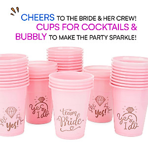 Neliblu Bachelorette Party Team Bride Cups - 25 Bridal Shower Decorations - Mega Party Pack of Team Bride, & She Said Yes Pink and Gold Cups For Weddings and Bridal Showers