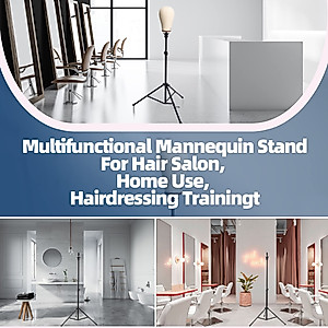 Goodofferplace Tall Wig Tripod Stand,Metal Mannequin Head Stand Adjustable for Mannequin Head,Training Canvas Block Head,for Styling,Wig Making Displaywith Carrying Bag,30 Pcs T-Pins(35.4-52.4 Inch)