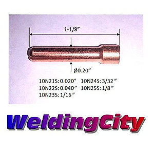 WeldingCity TIG Welding Torch Accessory Kit Stubby Setup (.040"-1/16"-3/32"-1/8") Collet-Gas Lens-Ceramic Cup-Gasket-Back Cap for Torch 17, 18 and 26 Weldcraft Miller Lincoln Hobart ESAB