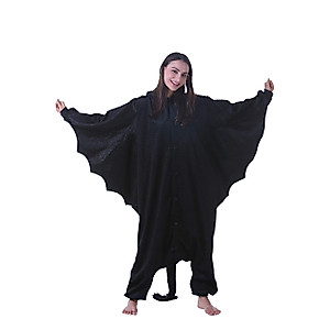 DarkCom Unisex Adult Animal Halloween Costume Cosplay Black Dragon Onesie One Piece Christmas Pajamas Sleepwear X-Large