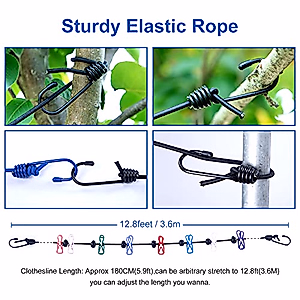 Ulfsaar Portable Travel Clothesline, Camping Accessories, Vacation Essentials, RV Cruise Camper Accessories for Travel Trailers, Camper Travel Apartment Essentials, Laundry Line.