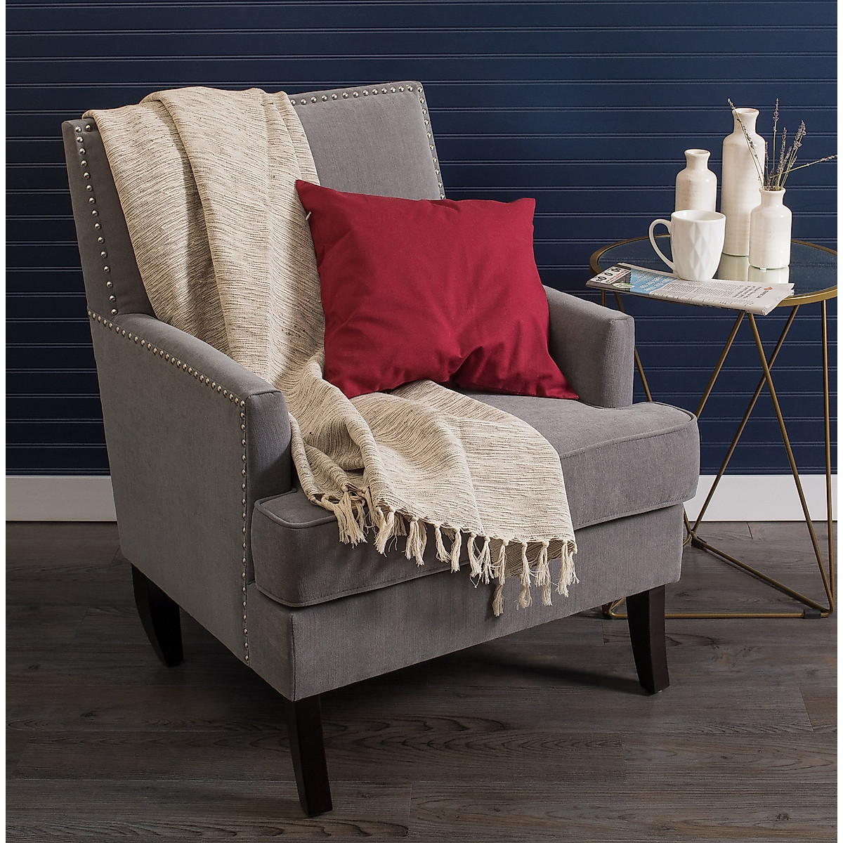 DII Rustic Farmhouse Throw Blanket with Decorative Tassels, Use for Chair, Couch, Bed, Picnic, Camping, Beach, & Just Staying Cozy at Home (50 x 60), Variegated Brown