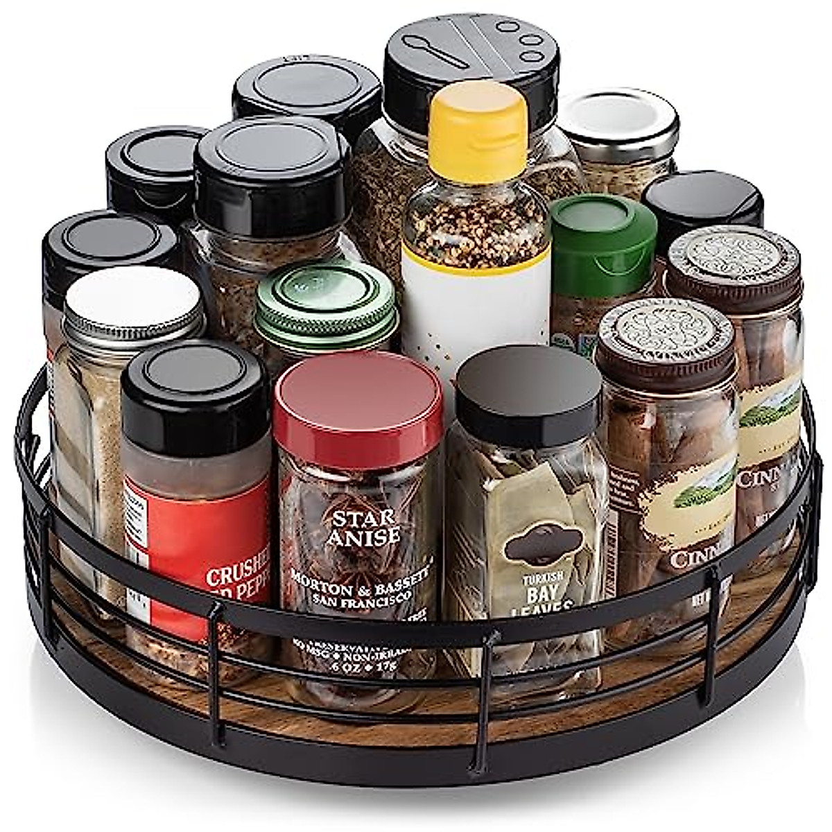 Gennua Kitchen 10” Acacia Wood Lazy Susan Turntable Organizer for Spices, Condiments, and More - Wooden Cabinet and Pantry Organization and Storage - Practical Gift Idea for Wedding or Housewarming