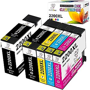 MS Deer Compatible PGI-2200XL Pigment Ink Cartridges Replacement for Canon 2200 XL for Maxify MB5420 MB5320 MB5120 MB5020 iB4120 iB4020 Printers (2 Pigment Black, 1 Cyan, 1 Magenta, 1 Yellow) 5-Pack