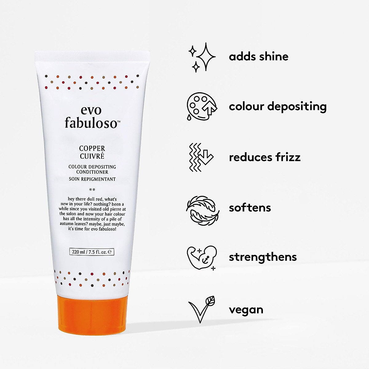 Evo Fabuloso Copper Color Depositing Treatment - Color-Treated Hair Conditioner - Helps Maintain Color Depth, Tone & Shine - 220ml / 7.5fl.oz