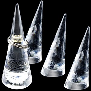 IFAMIO 4 Pack Acrylic Ring Cone Stand Single Ring Display Holder Cone Shape Ring Display Support Ring Rack Ring Holder Jewelry Display Stand DIY Acrylic Cone