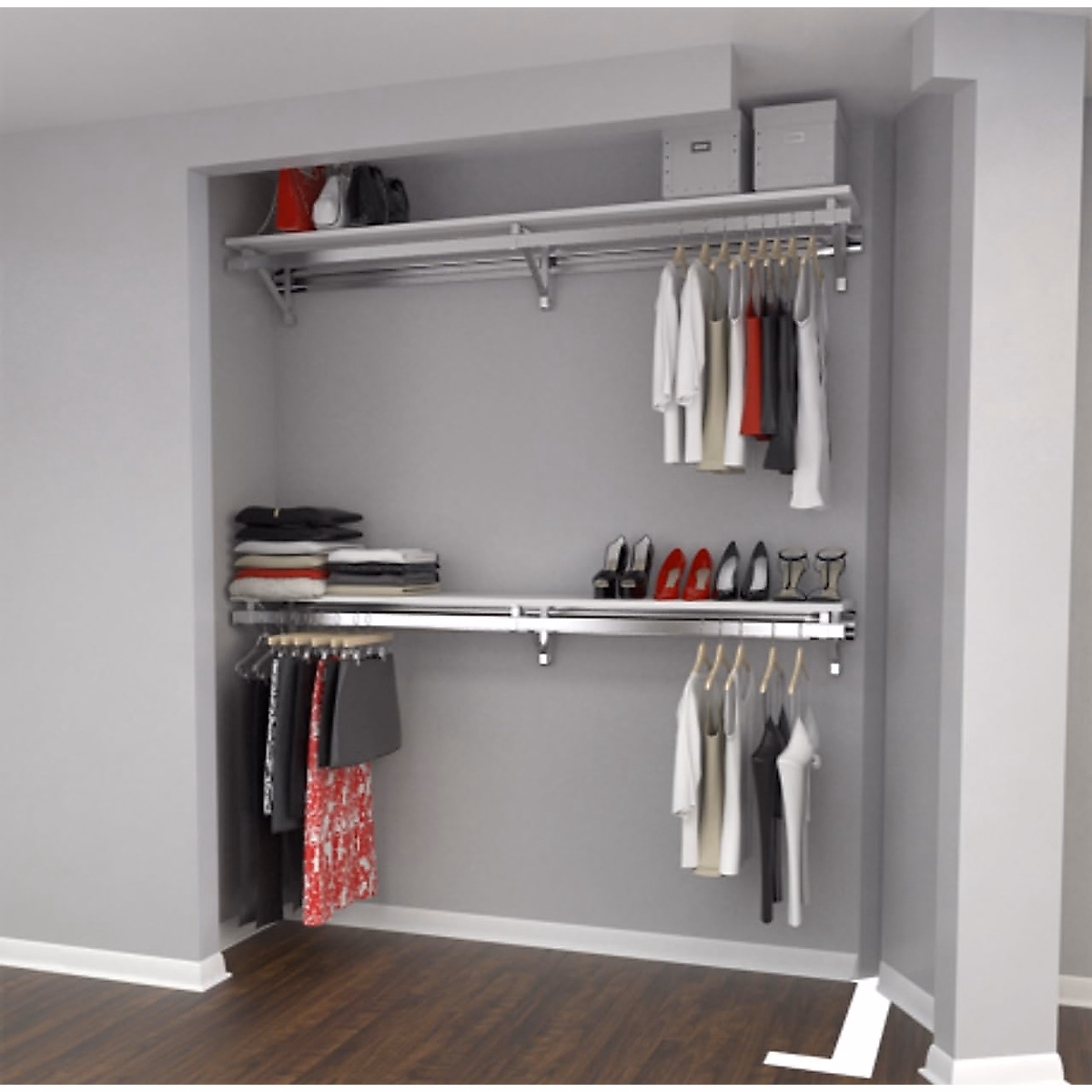 Arrange A Space Double Shelf-Hang Closet System 44” White RCMBX.44.W