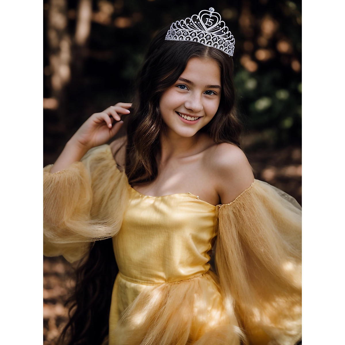 Janefashions Quinceanera Sweet 15 Fifteen 15th Birthday Party coronas de quinceañeras Clear White Austrian Rhinestone Tiara Crown with Hair Combs Princess Gold Silver T1756 (Silver With Combs)