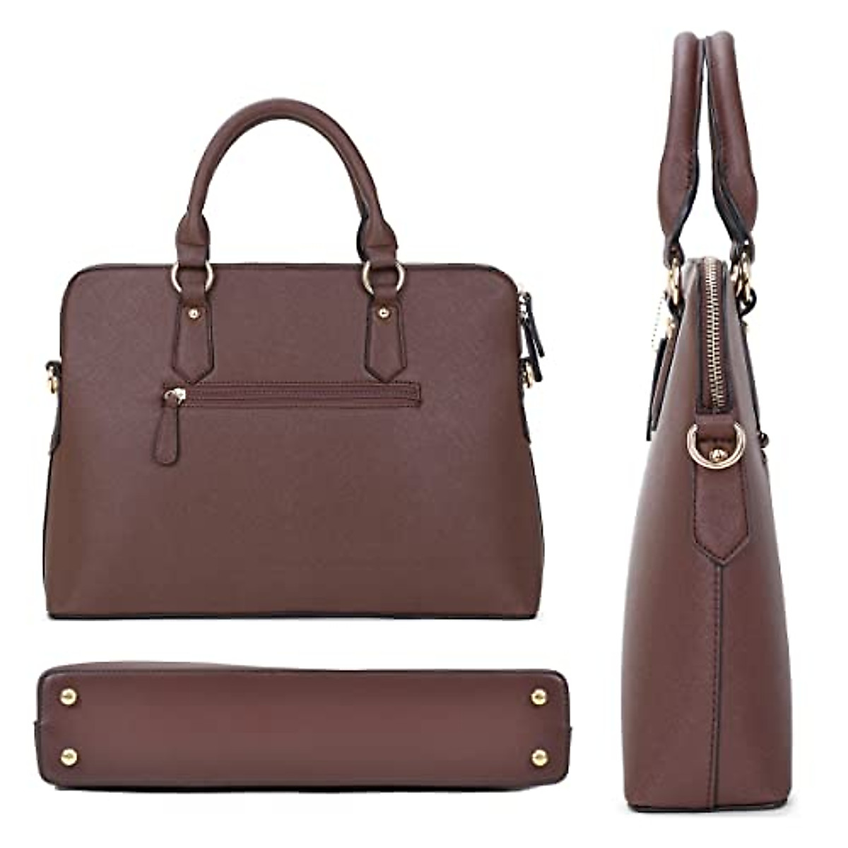 Dasein Women Vintage Plain Fashion Handbag Slim Shoulder Bag Tote Satchel Purse Handbags for Women Work Bag (Coffee)