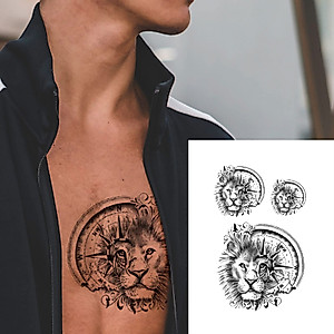 30Pcs Lion Wolf Tiger Animal Half Arm Sleeve Temporary Tattoo Sticker For Men(8.3x5.9 inch)