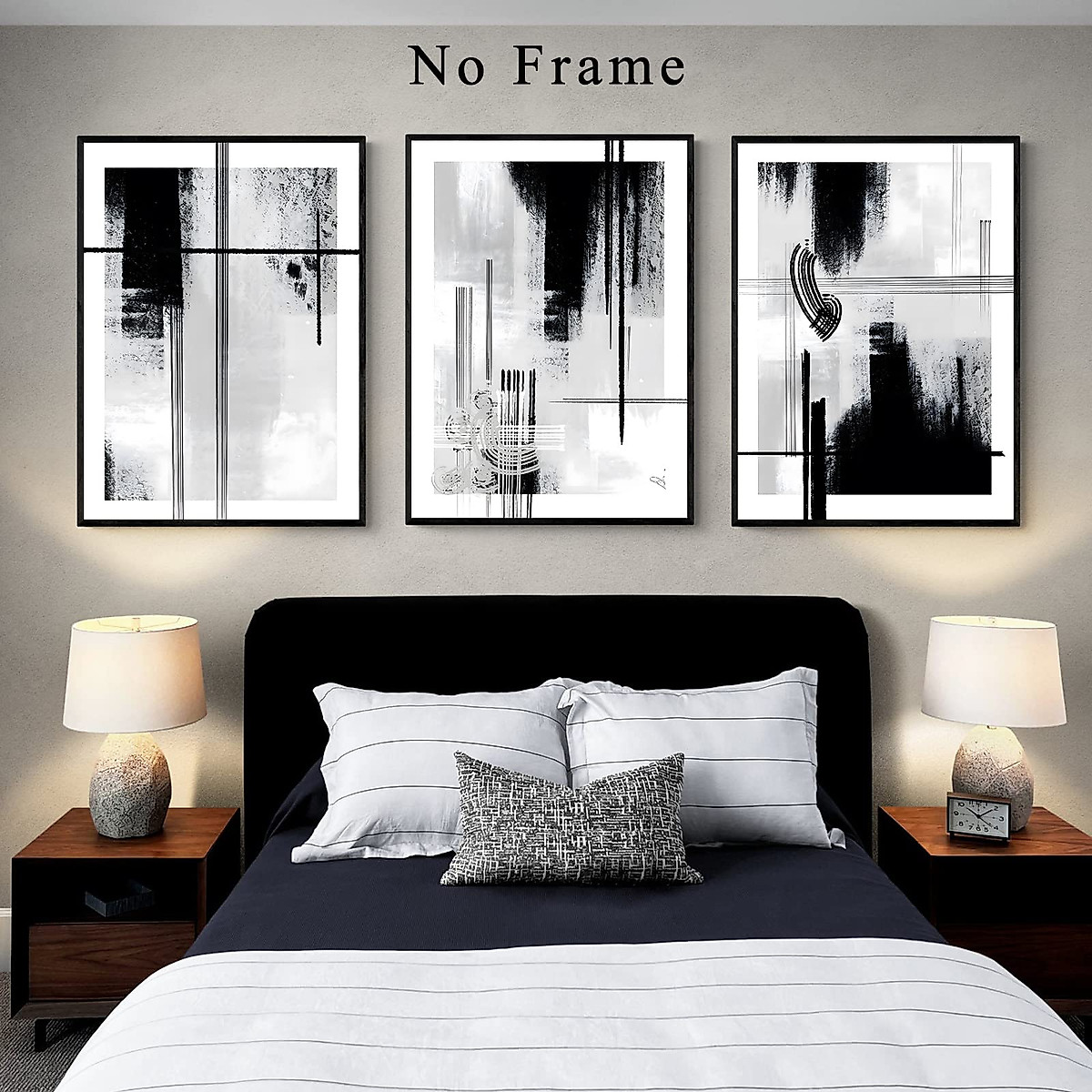 Black Neutral Wall Art Black and White Abstract Print Abstract Line Print Modern Abstract Wall Art Modern Line Painting Abstract Painting Black Ink Wall Art Black and Beige Painting 16x24inx3 No Frame