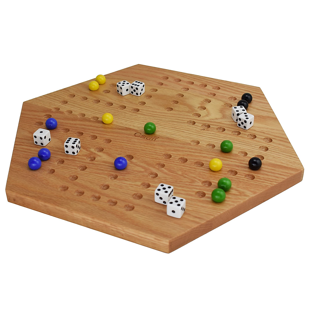 Solid Oak Double Sided Marbles Board Game Wooden 16 inch by Cauff