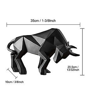 ASNOMY Polyresin Bull Figurine Home Decor, Abstract Sculptures, Originality Home Decoration Furnishing Animal Ornament, Geometric Surface Statues Home Decor Ornament