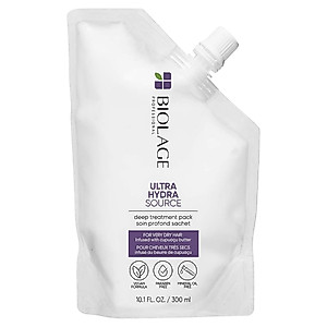 Biolage Ultra Hydra Source Deep Treatment Pack | Leave-In Hair Mask | Conditions, Softens & Restores Hair | For Very Dry Hair | Paraben-Free | Vegan | Cruelty Free | 10.1 Fl. Oz