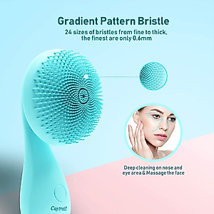Caytraill Facial Cleansing Brush- Face Brush – 4 Function Modes – Rotating Magnetic Beads – Waterproof & Rechargeable – Portable & Ergonomic Handle – Skin Rejuvenation&Cleansing&Massage (Cyan)
