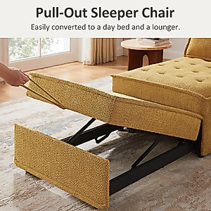 VANOMi Sleeper Chair, Convertible 3-in-1 Chair Sofa Bed, Boucle Pull-Out Bed with Adjustable Backrest, Oversized Sleeper Chairs for Adults for Living Room Bedroom Small Spaces