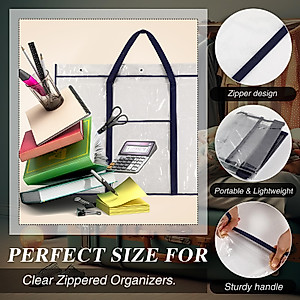 Windyun 2 Pack Large Poster Storage Bag 48" x 36" Bulletin Board Holder Art Portfolio Case PVC Art Portfolio Container Bulletin Board Storage Box with Pocket for Classroom Teacher Organization (Blue)