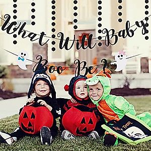 What Will Baby Boo Be Banner with Ghost Garland Halloween Gender Reveal Banner Halloween Baby Shower Banner for Halloween Baby Gender Reveal Decorations