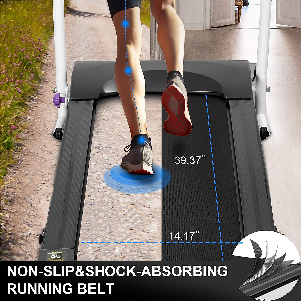 GOYOUTH Folding Treadmill for Home Electric Motorized Workout Foldable Running Machine Portable Compact Treadmills Jogging Machine for Running and Walking Exercise Fitness, Free Installation